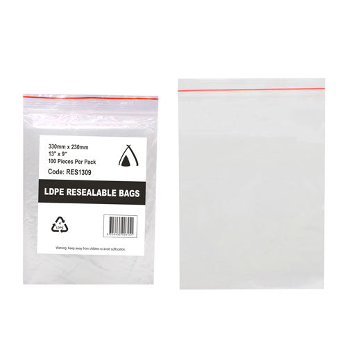 Resealable Bag 13x9" (330x230mm) (Carton 1000) – Packaging Direct Australia
