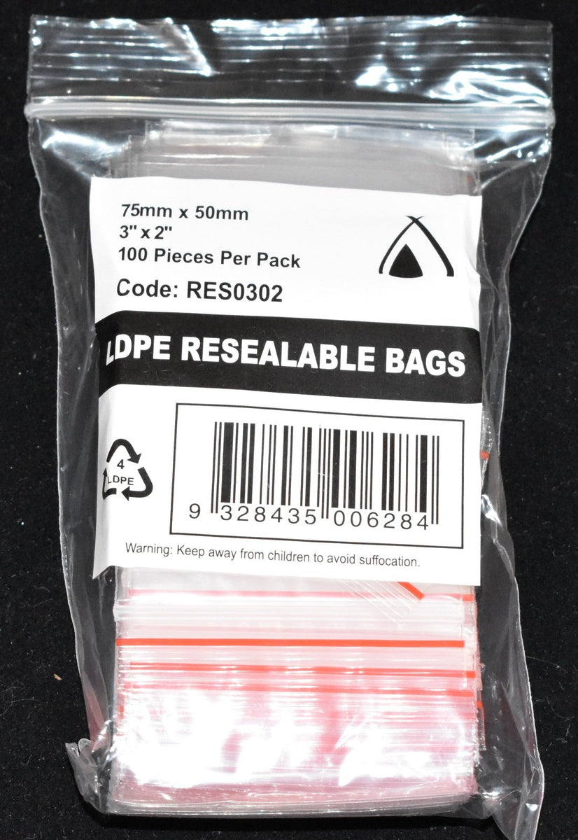 Resealable Bag 3x2" (75x50mm) (Carton 1000) (Pack 100) – Packaging ...